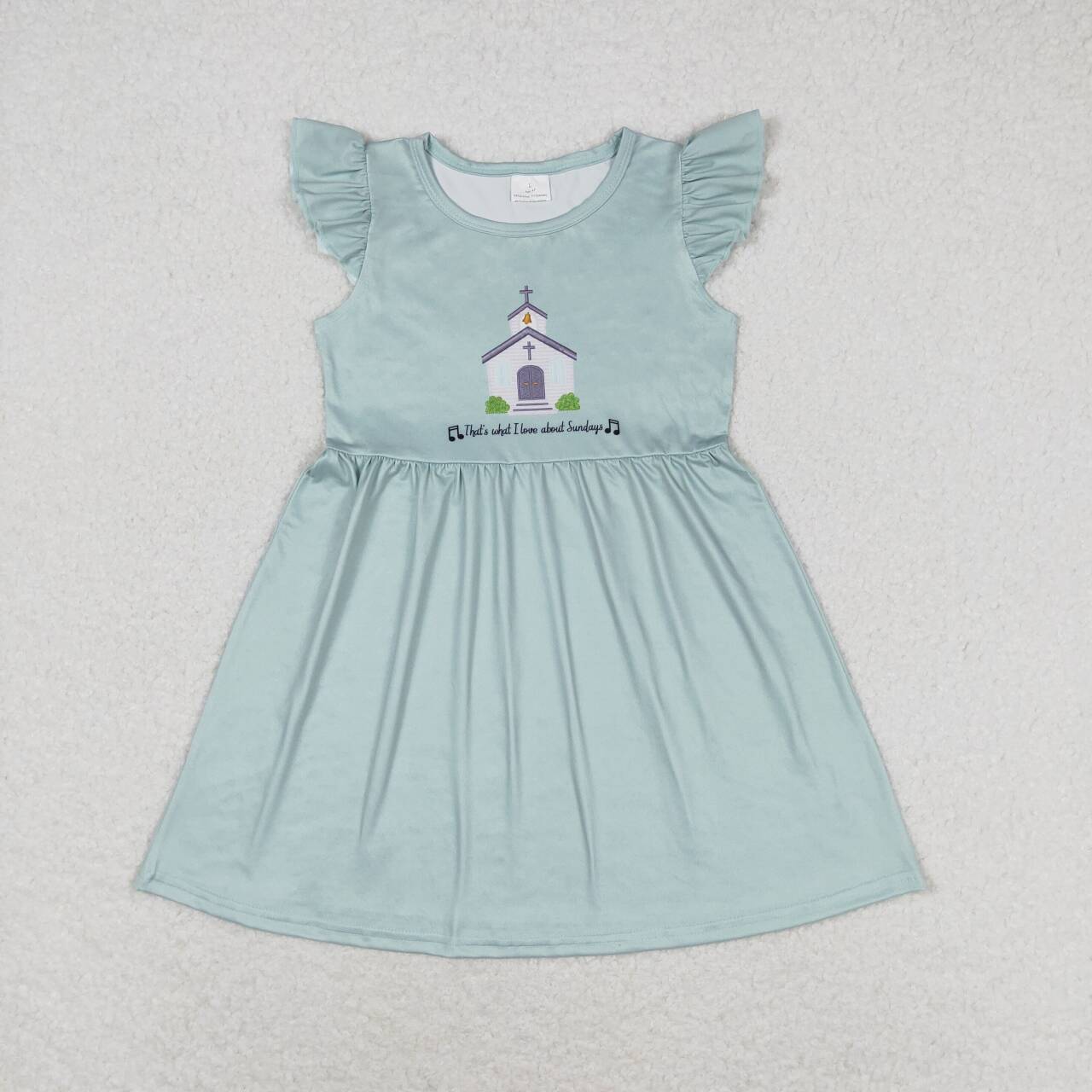 GSD1156 Church letter teal dress with flying sleeves – Jojo-001