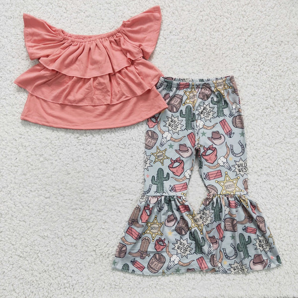 GSPO0293 Western Girl Cow Cactus Bell Outfit – Jojo-001