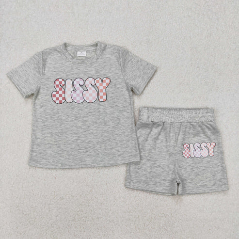 3.19 GSSO2135 Baby Girls Grey Sissy Top Sports Shorts Clothes Set ...