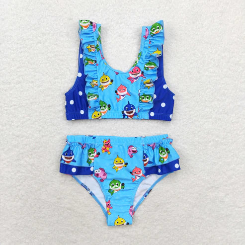 S0280 Cartoon shark blue swimsuit – Jojo-001