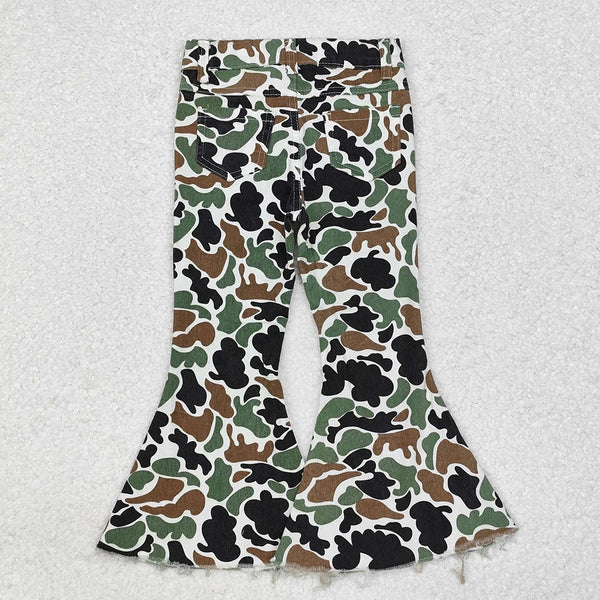 Adult Girls Brown Camo Fall Bell Flare Denim Pants – Jojo-001