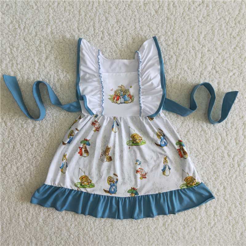 B12-3Easter Bunny Blue Lace white dress – Jojo-001