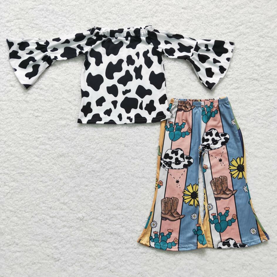 GLP0375 Kids Girls Cow Print Top Outfit – Jojo-001