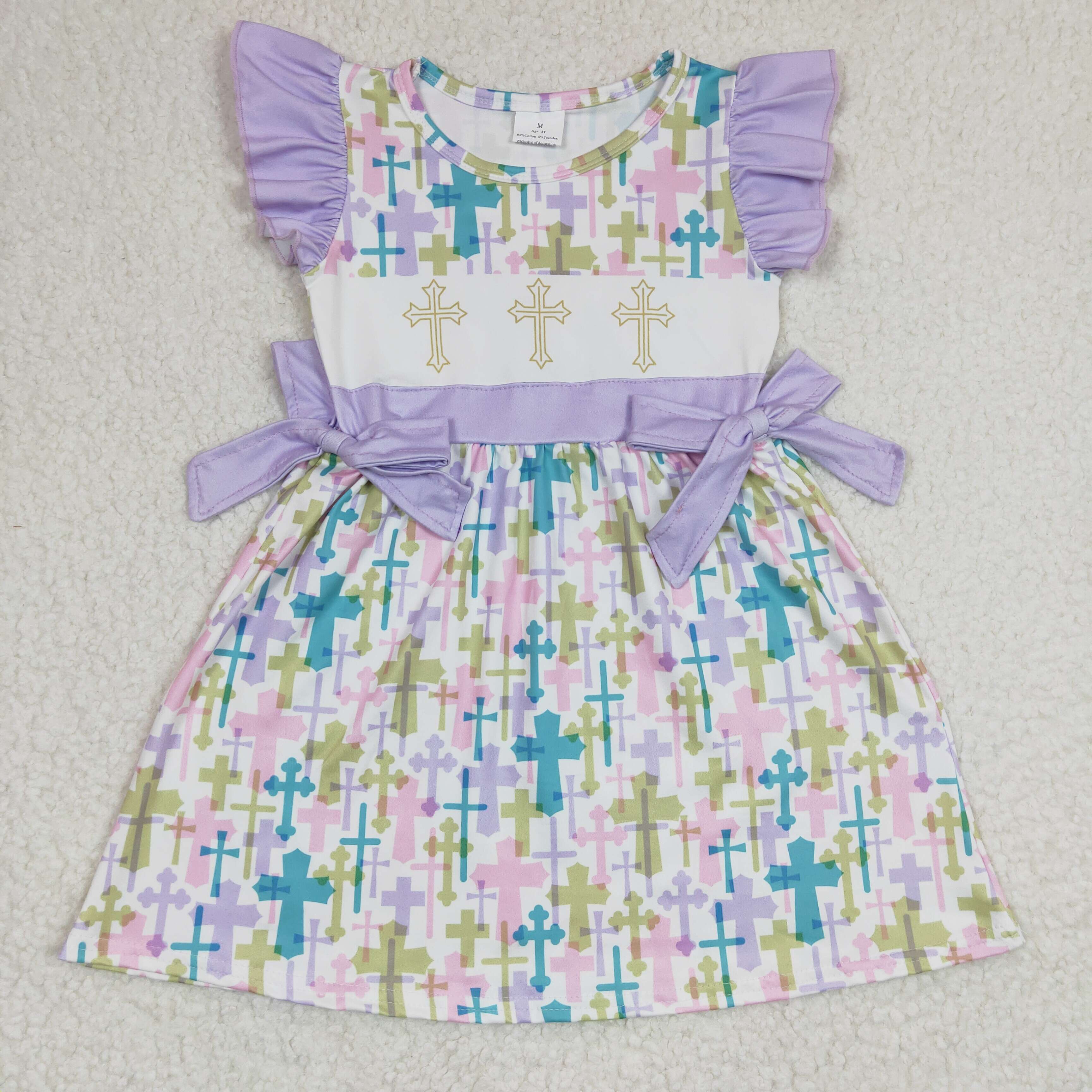 GSD0190 Girls Easter Colorful Cross Fly Sleeve Dress – Jojo-001